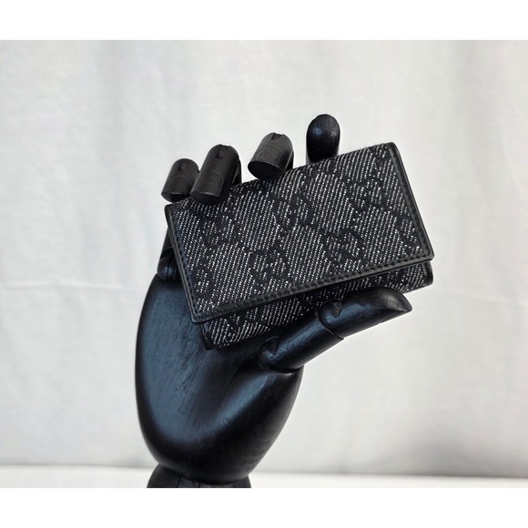 Gucci | Accessories | Gucci Gg Monogram Denim 6 Hook Key Case Black ...